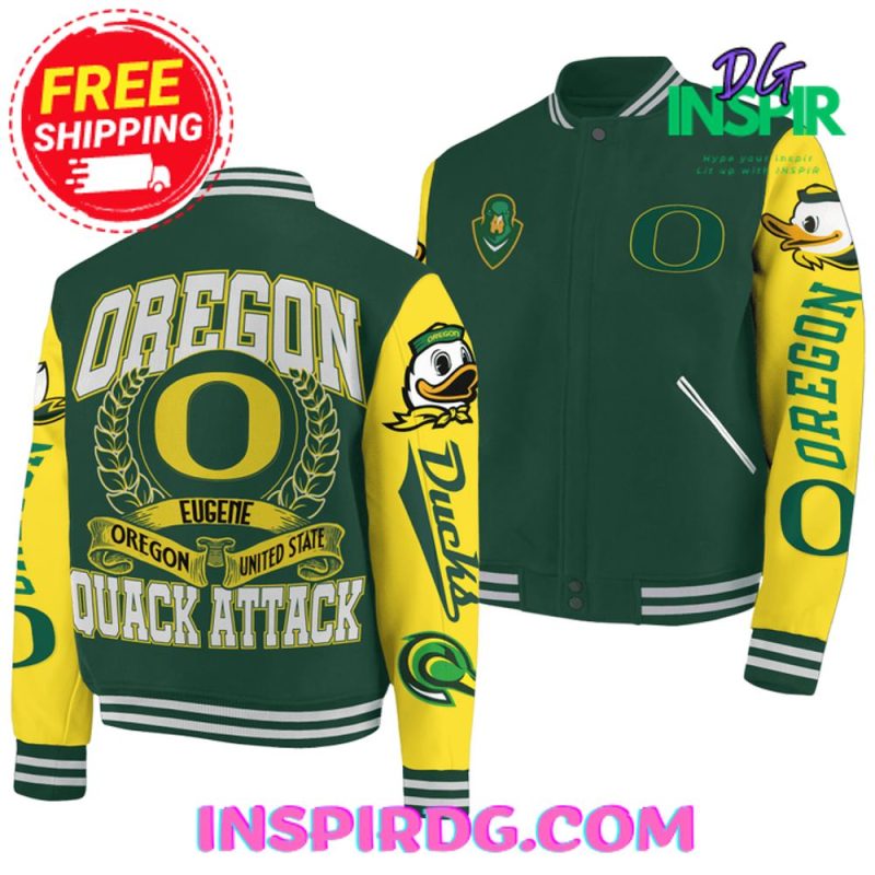 Oregon Ducks Quack Attack Yellow And Green Baseball Jacket - Hot Sale 2024