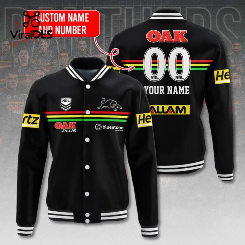 Custom NRL Penrith Panthers OAK Plus Black Sport Jacket, Baseball ...
