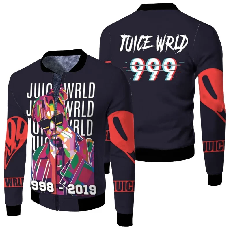 Juice Wrld 999 3d Sketch Oil Paint Rap Hip Hop Fleece Bomber Jacket ...