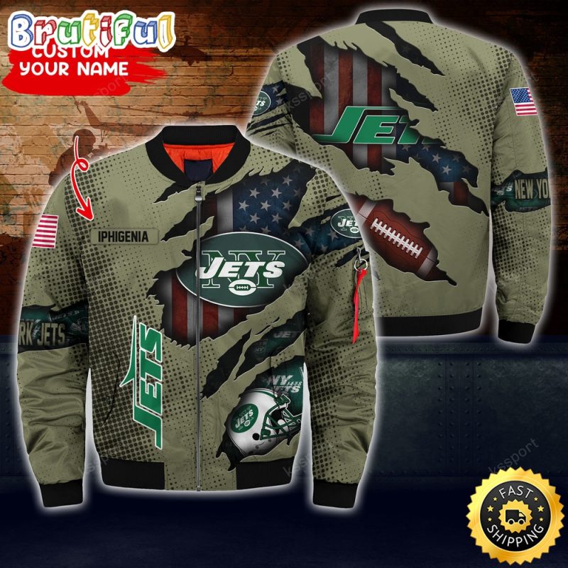 Personalized NFL New York Jets Bomber Jacket Iconic Bomber Look - Hot ...