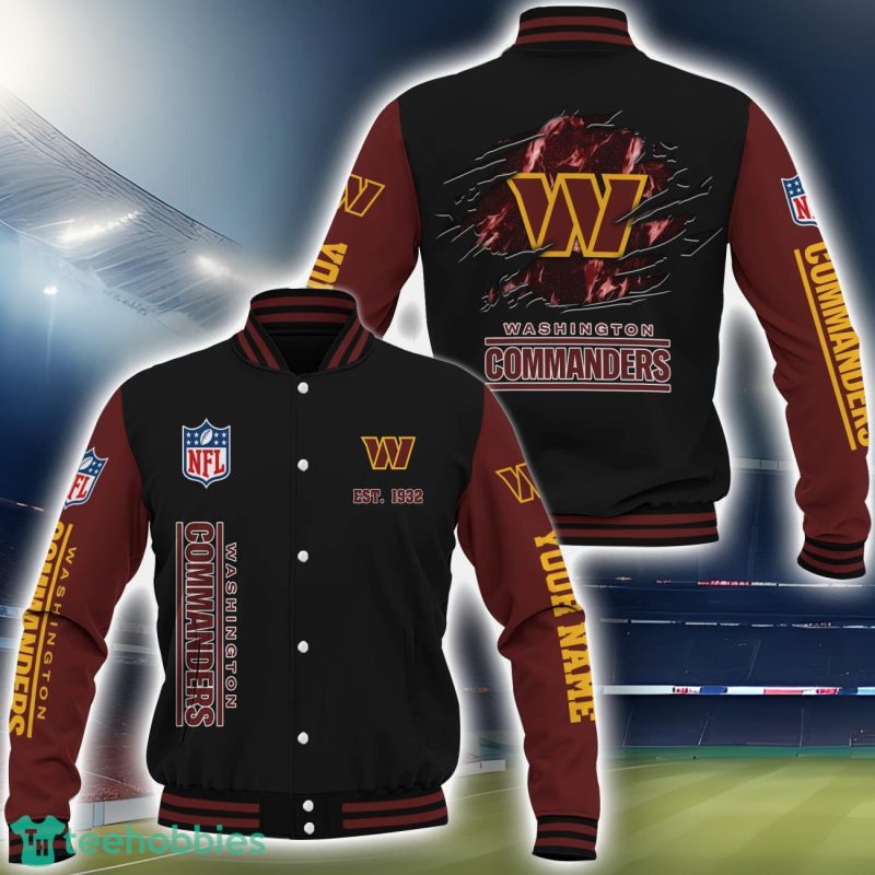 Washington Commanders Team 3D Printed Baseball Jacket Custom Name Sport ...